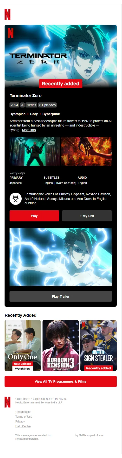 Netflix Email Template: Reminder of new shows on Netflix