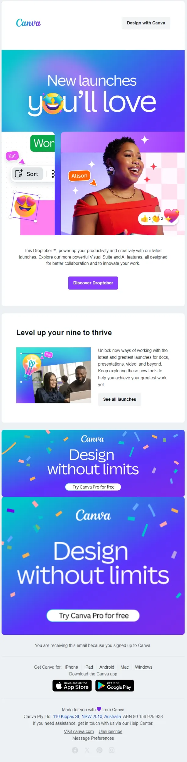 New launches: Canva Email Template | Email Template Library